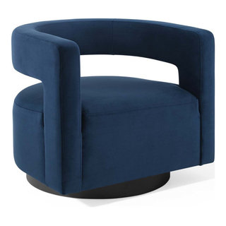 Spin Cutaway Performance Velvet Swivel Armchair Midnight Blue ...