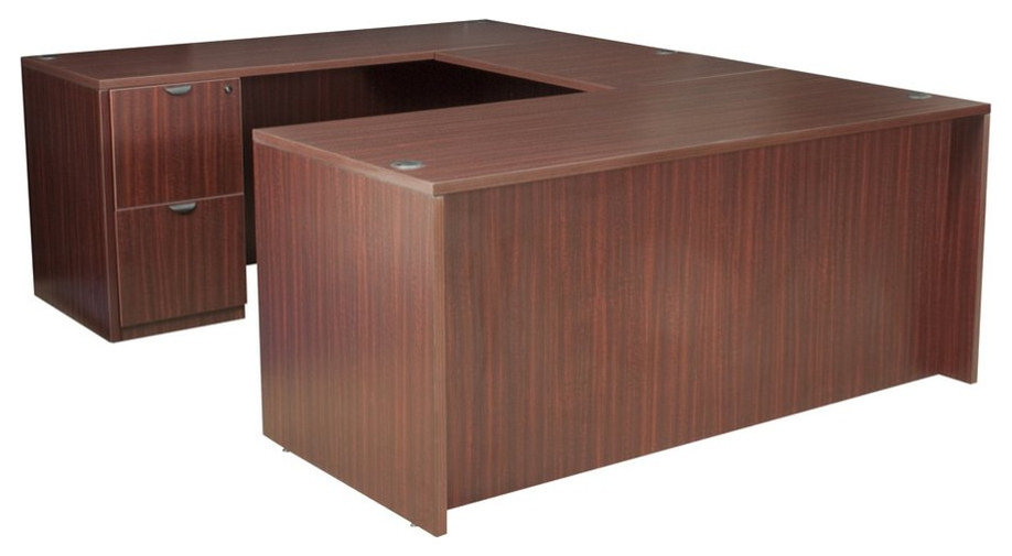 Legacy 71" Double Full Pedestal U-Desk- Mahogany - Modern - Desks And ...