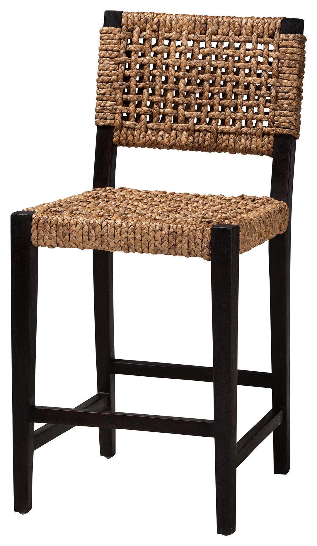 Alise Modern Bohemian Dark Brown Mahogany Wood and Banana Fiber Counter ...