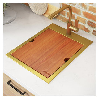 15x20" Brass Matte Gold Stainless Steel Bar Sink - Contemporary - Bar ...