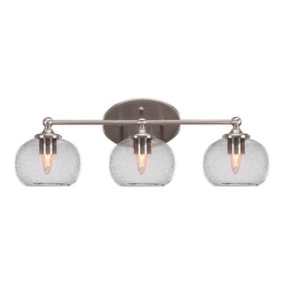Capri 3-Light Bath Bar, Brushed Nickel/Clear Bubble - Transitional ...