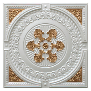 Pearl White-Gold 3D Ceiling Panels, 2'x2' - Contemporary - Ceiling Tile ...