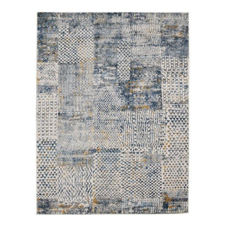 Cairo Collins Ivory/Blue Polyester Blend Area Rug, 7'10"x10'10", 7'10 ...