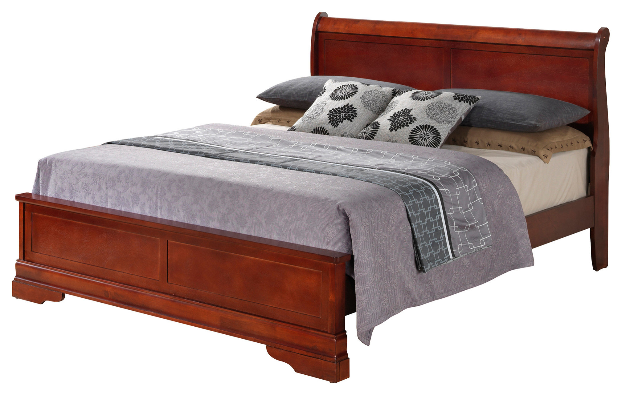 Louis Philippe Cherry Full Panel Bed - Traditional - Sleigh Beds - by ...