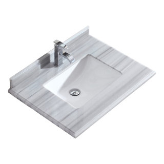 Forever 30" Single Hole Stripes Marble Countertop With Rectangular ...
