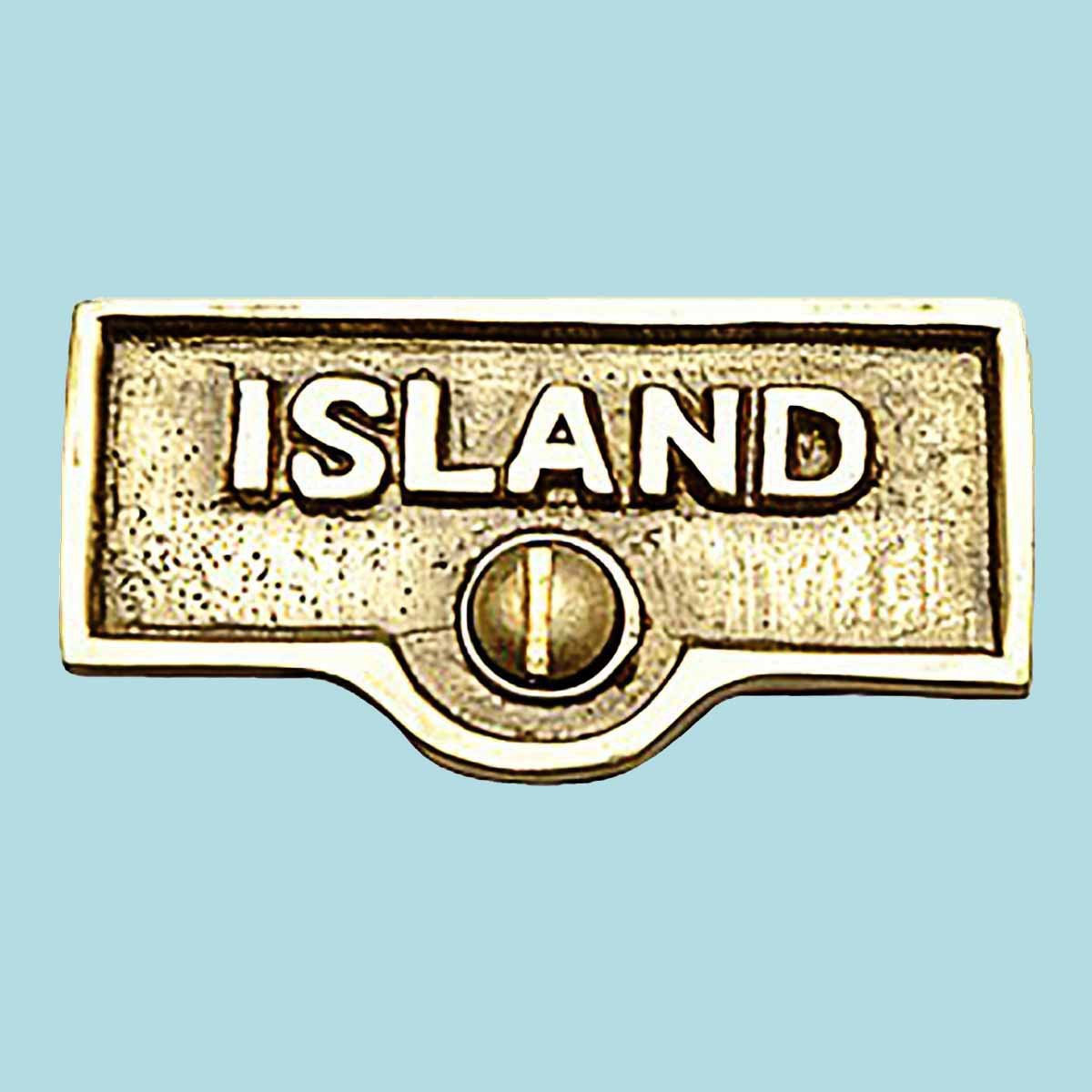 Switch Plate Tags ISLAND Name Signs Labels Lacquered Brass Renovators ...
