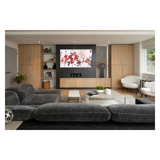 Media wall in the Living room - Contemporary - Family Room - Seattle ...