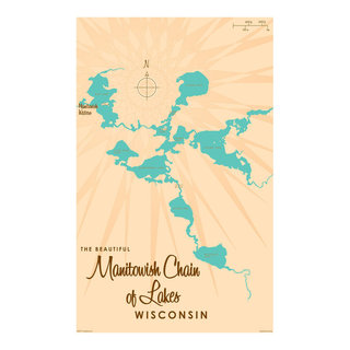 Lakebound Manitowish Chain of Lakes Wisconsin Map Art Print, 24"x36 ...