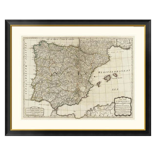 A New Map Of The Kingdoms Of Spain And Portugal, 1790, 26"x1.5"x22", 46 ...