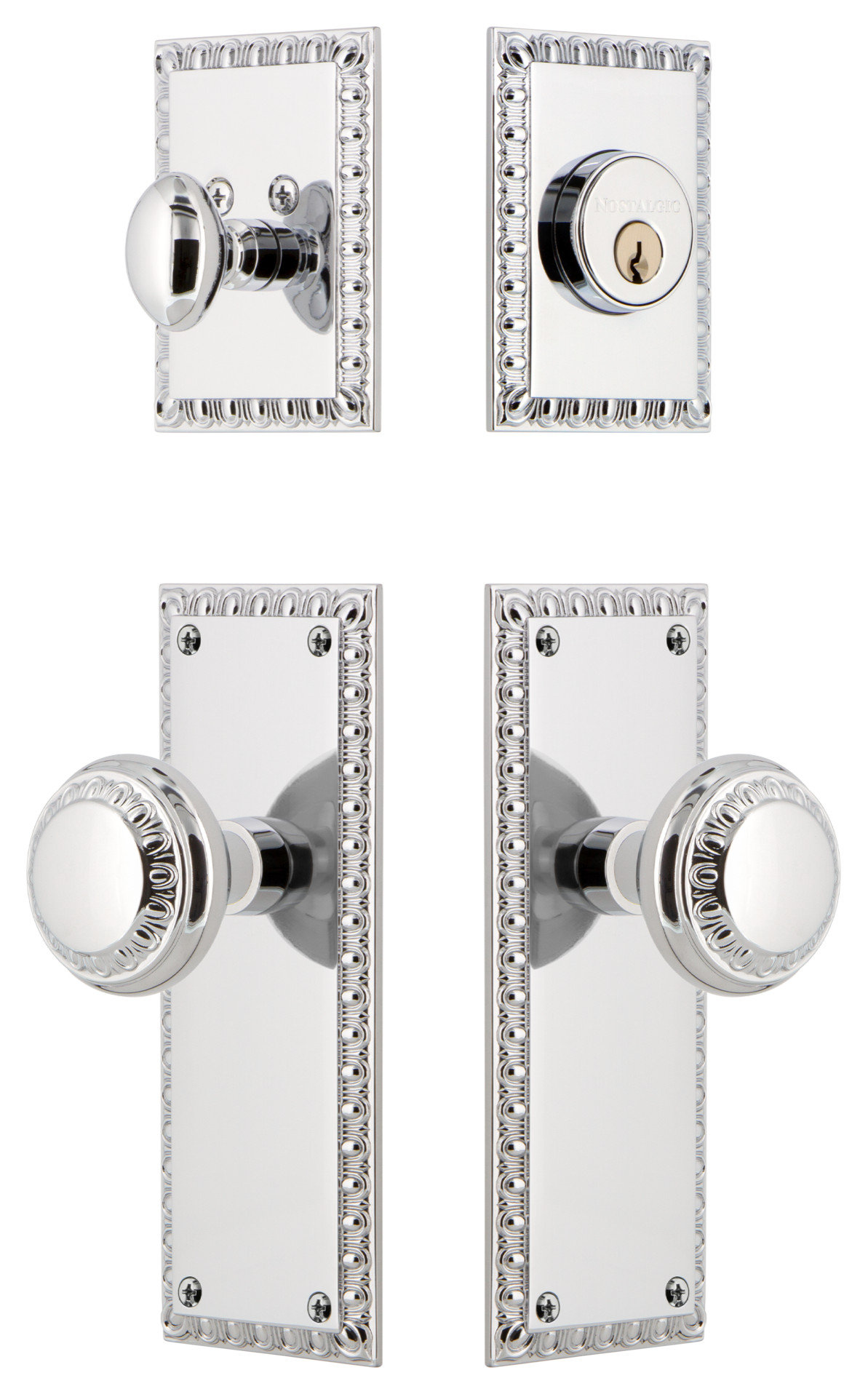Neoclassical Plate Entry Set With Neoclassical Knob, Bright Chrome, 2. ...