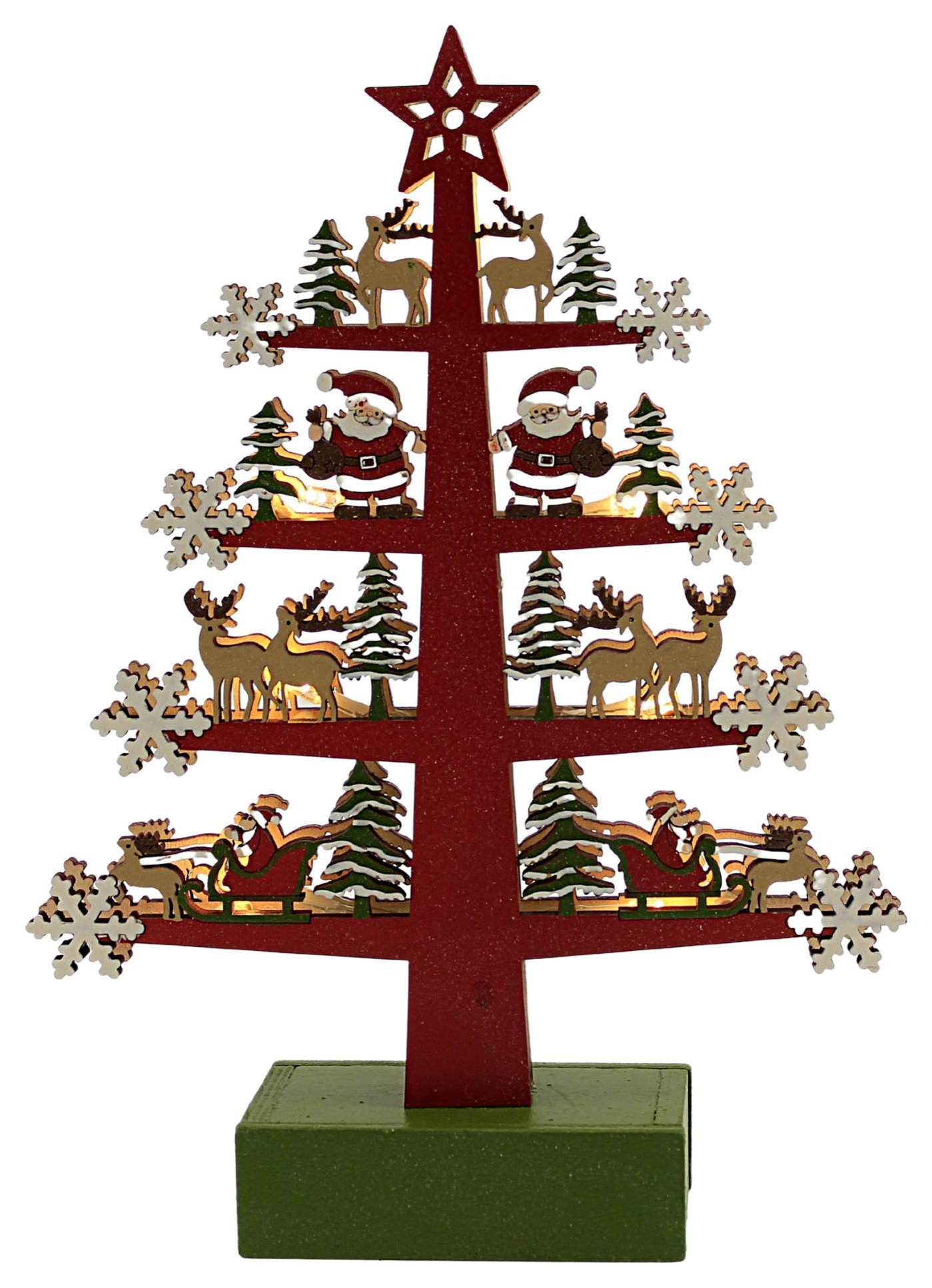 Christmas Table Top Tree WithCharacters Wood Santa Reindeer Trees ...