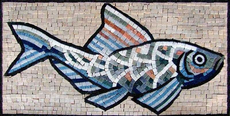 Fish Mosaic Art, Pollock, 35" x 18" - Beach Style - Tile Murals - by ...