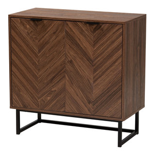 Modern Walnut Brown Finished Wood Storage Cabinet - Transitional ...