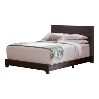 Pemberly Row Transitional Faux Leather Upholstered Full Bed Brown ...