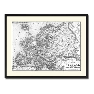 Europe Vintage B&W Map Canvas Print, 28"x37" - Contemporary - Prints ...