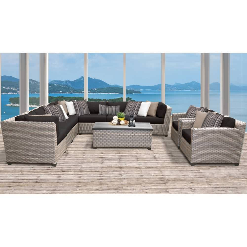 Florence 10 Piece Outdoor Wicker Patio Furniture Set 10a, Black ...