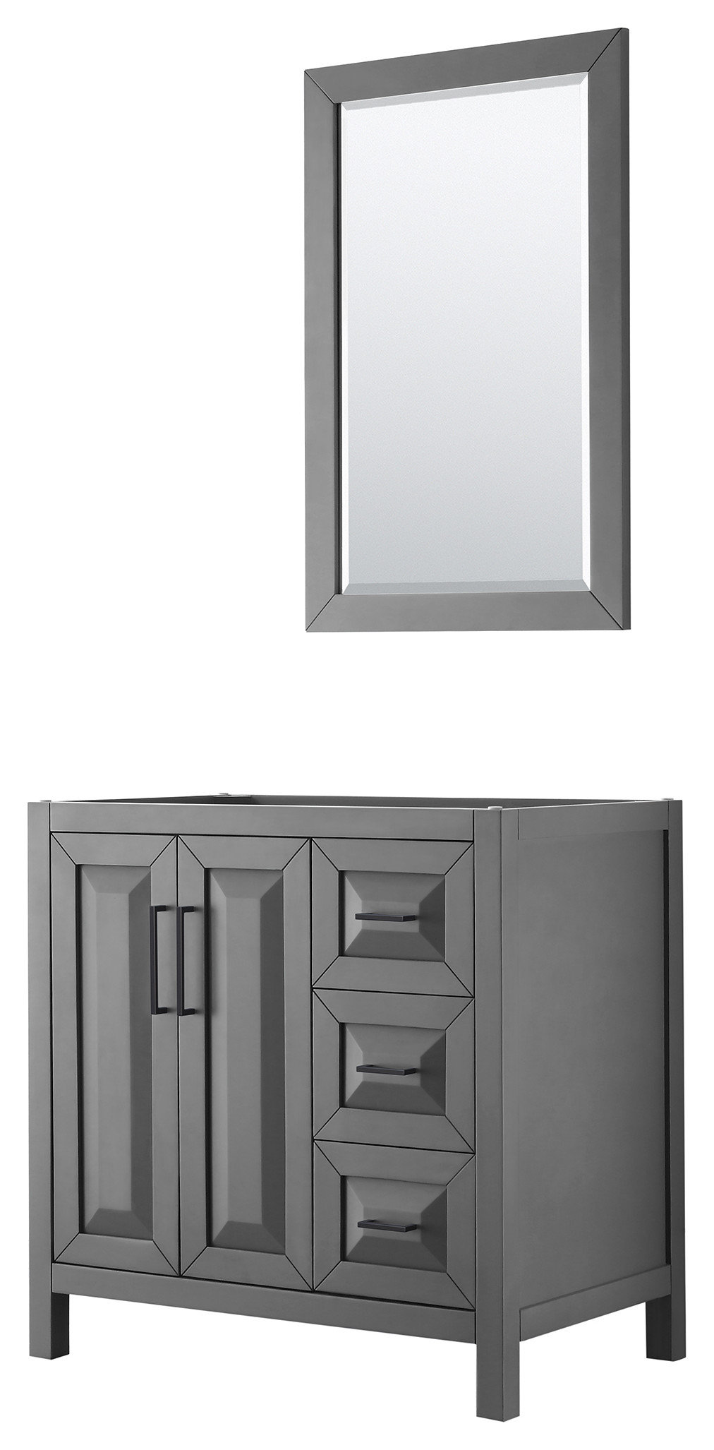 Daria 36" Single Vanity, Dark Gray, No Top, Matte Black Trim, 24 ...