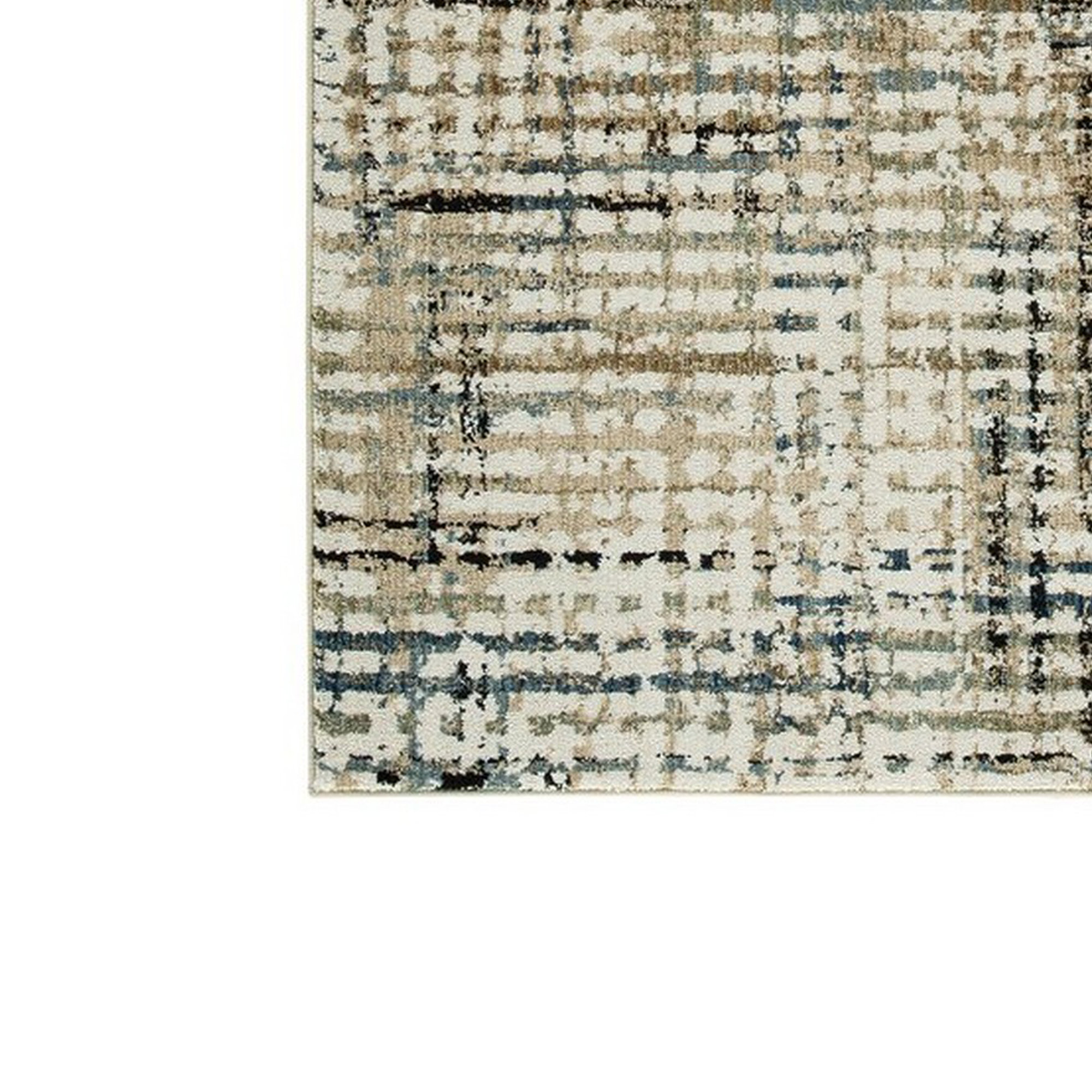 Rectangular Polypropylene Rug with Grid Pattern, Medium, Beige and ...