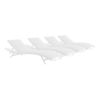 Glimpse Outdoor Patio Mesh Chaise Lounge Set of 4 EEI-4039-WHI-GRY ...