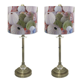 28" Crystal Buffet Lamp With Beach Shells Design Shade - Beach Style ...