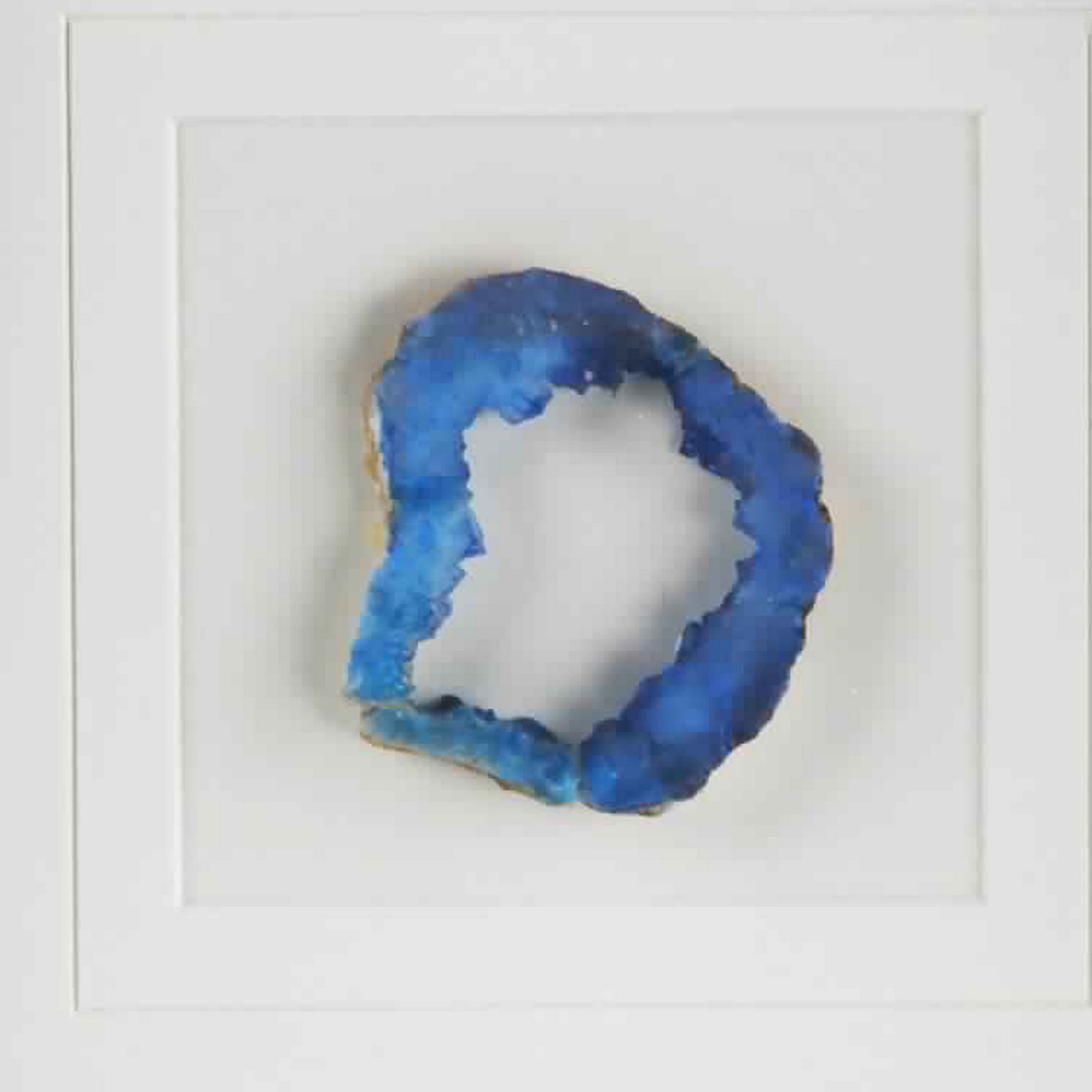 Square Wooden Shadow Box with Agate Inlay, Brown and Blue ...