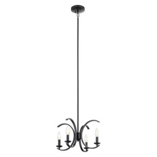 4 Light Contemporary Decroative Scroll Pendant Light Fixture-Black ...