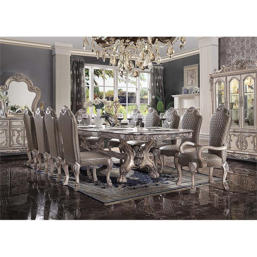 Dresden Wood 108" Dining Table with Removable Leaf in Vintage Bone ...