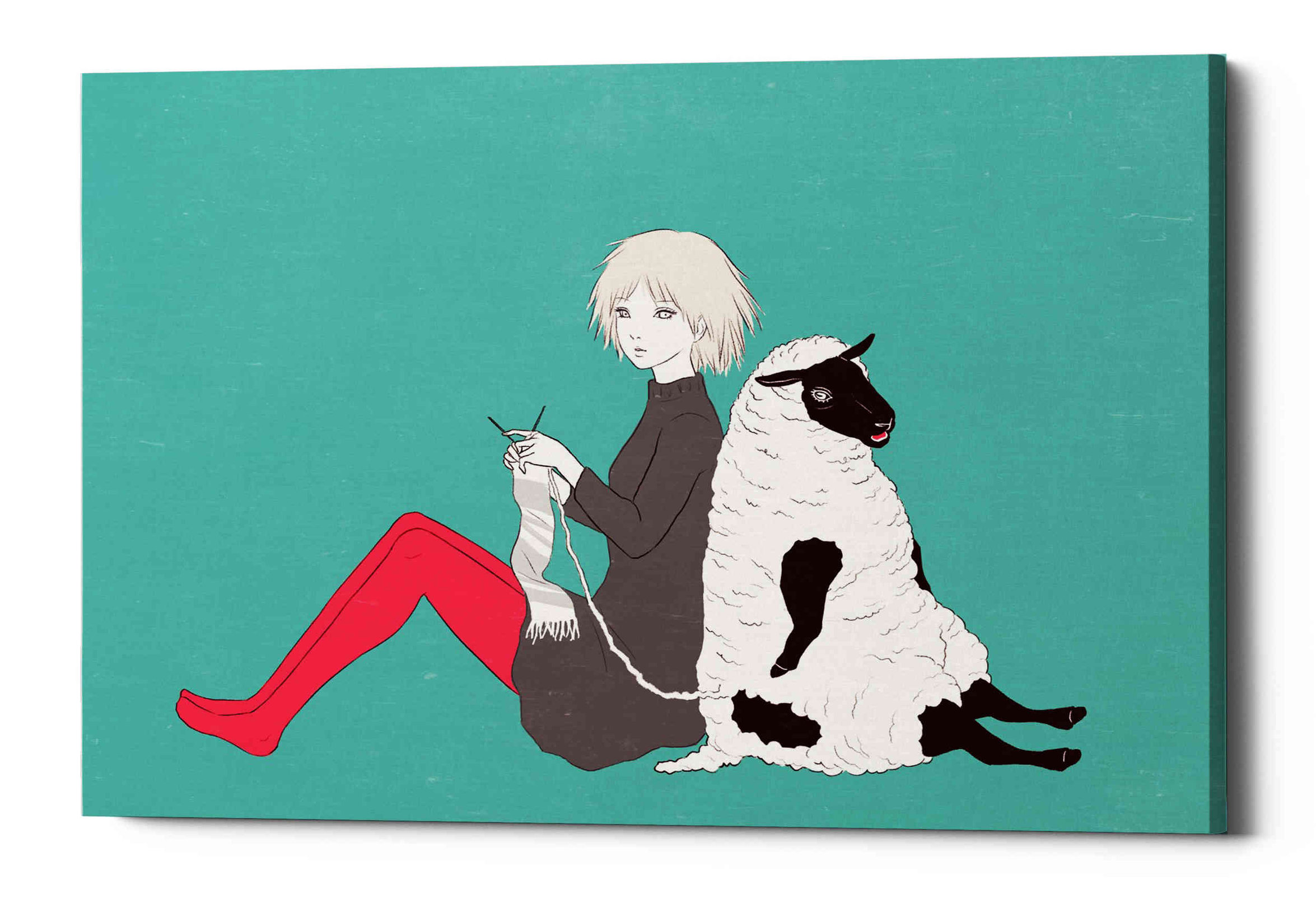 Epic Graffiti 'Sheep and Girl' by Sai Tamiya, Giclee Canvas Wall Art ...