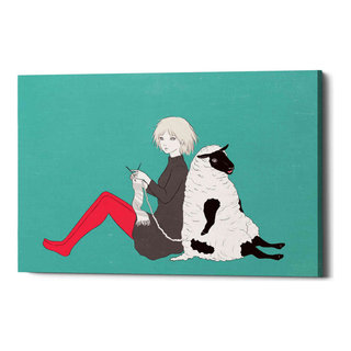 Epic Graffiti 'Sheep and Girl' by Sai Tamiya, Giclee Canvas Wall Art ...