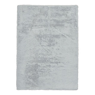 Linon Maven Faux Rabbit 8' x 10' Area Rug in Pastel Blue - Contemporary ...