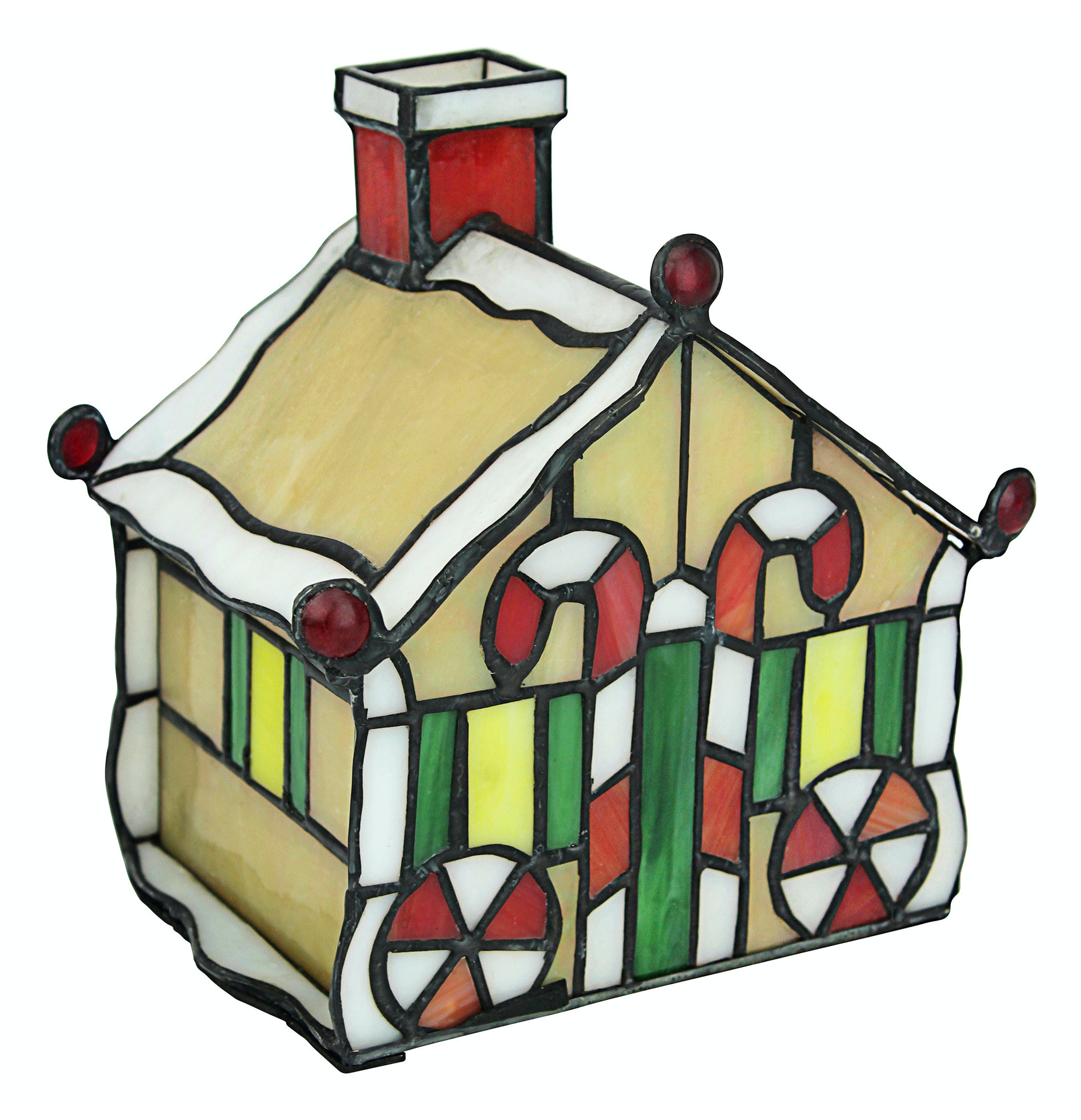 Christmas Gingerbread House Stained Glass Lamp Illuminated Sculpture ...