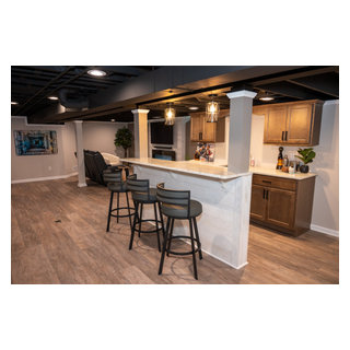 Macomb Finished Basement with a Jam Area - Traditional - Home Bar ...