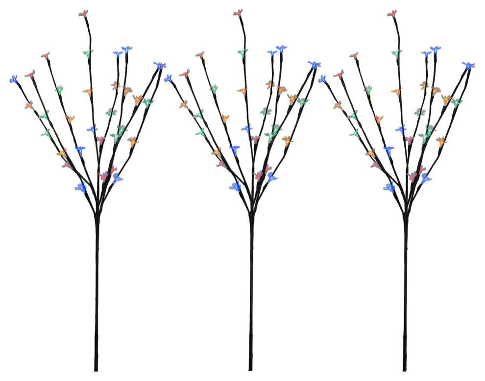 Multi-Color LED Lighted Cherry Blossom Branches, 30" - Artificial ...