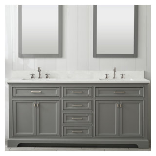 Milano Double Vanity, Gray, 72" - Transitional - Bathroom Vanities And ...