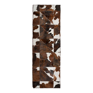 NATURAL RUNNER STITCH COWHIDE RUGS AproX 2' X 6' CHOCOLATE & NATURAL, 2 ...