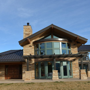 75 Beautiful Rustic Exterior Home With A Clipped Gable Roof Pictures ...