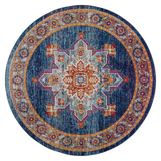 Mila Traditional Medallion Area Rug, 5' Round - Mediterranean - Area ...