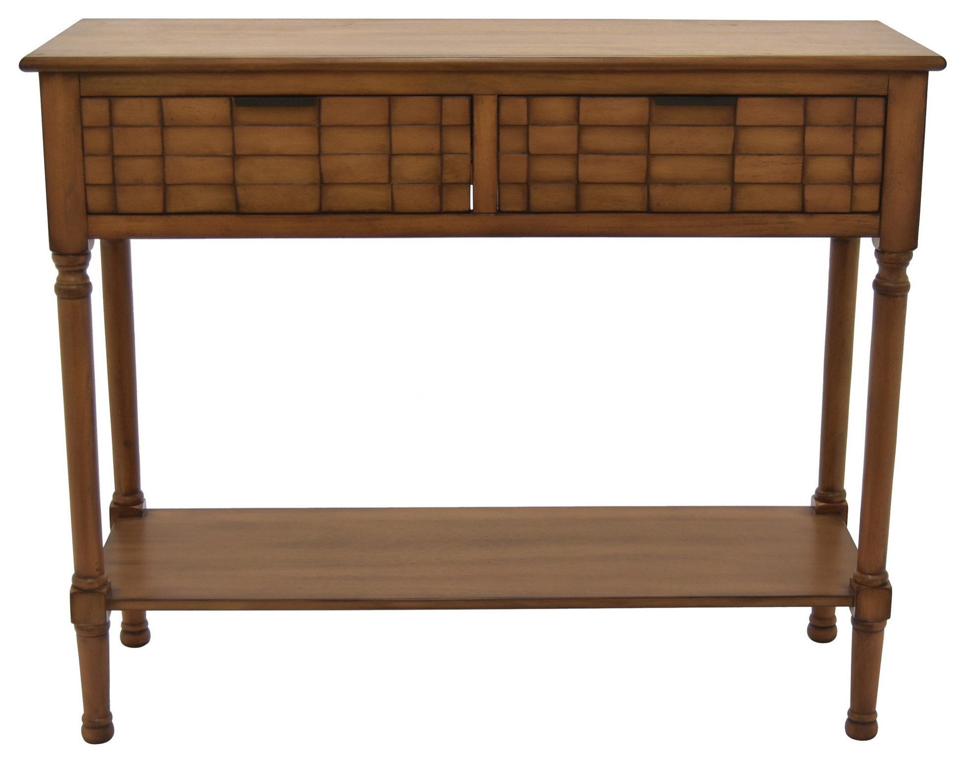 Plutus Brands Wood Console Table With Drawers, Brown Wood - Traditional ...