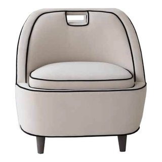 Ivory Ebony Polyester Club Chair, 26W x 25D x 26H - Midcentury ...