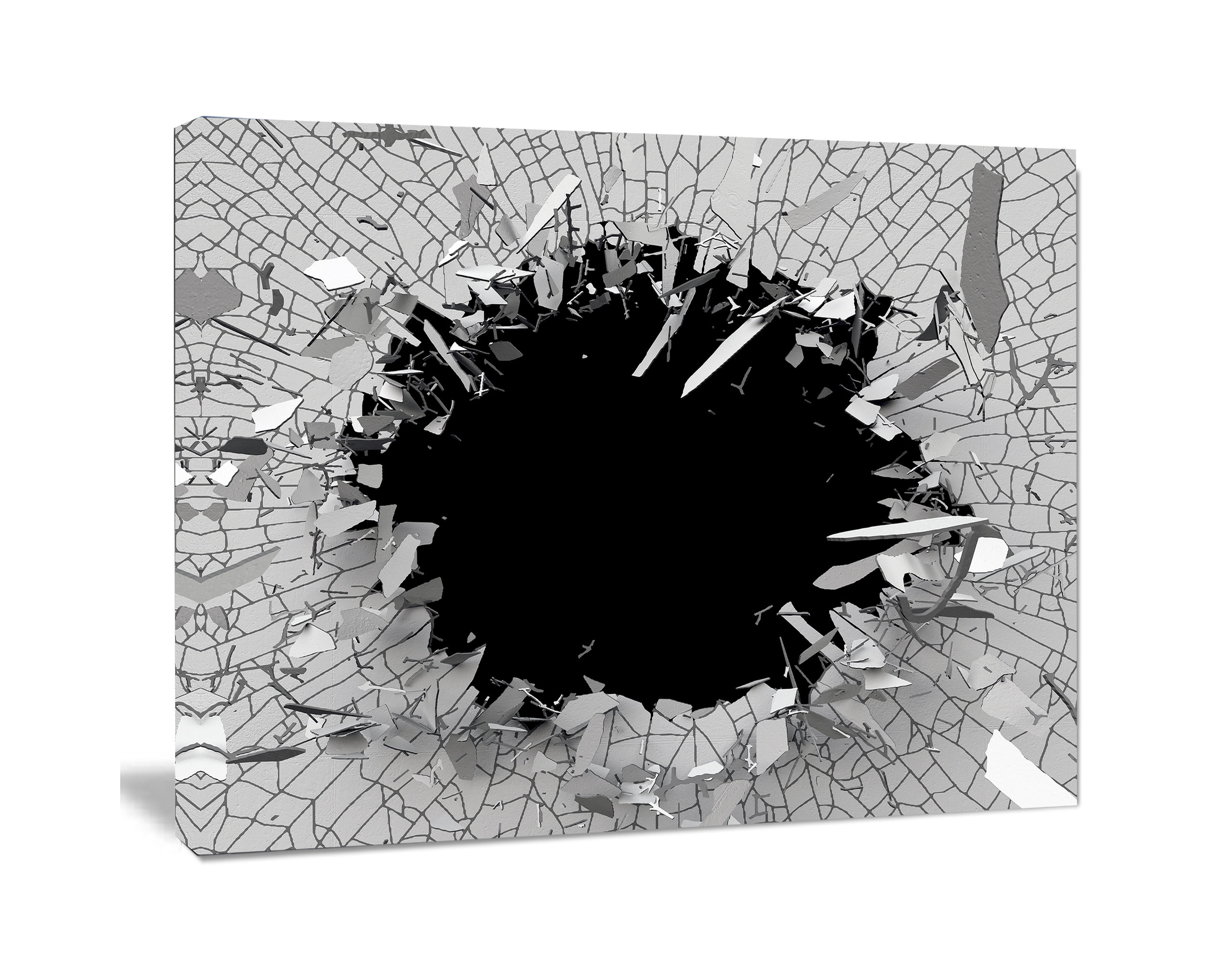 Designart - Abstract Broken Wall 3D Design - Abstract Canvas Wall Art ...