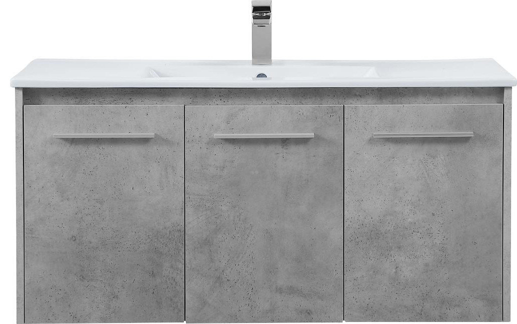 Modern Floating Concrete Sink Bathroom Vanity, Single - Contemporary ...