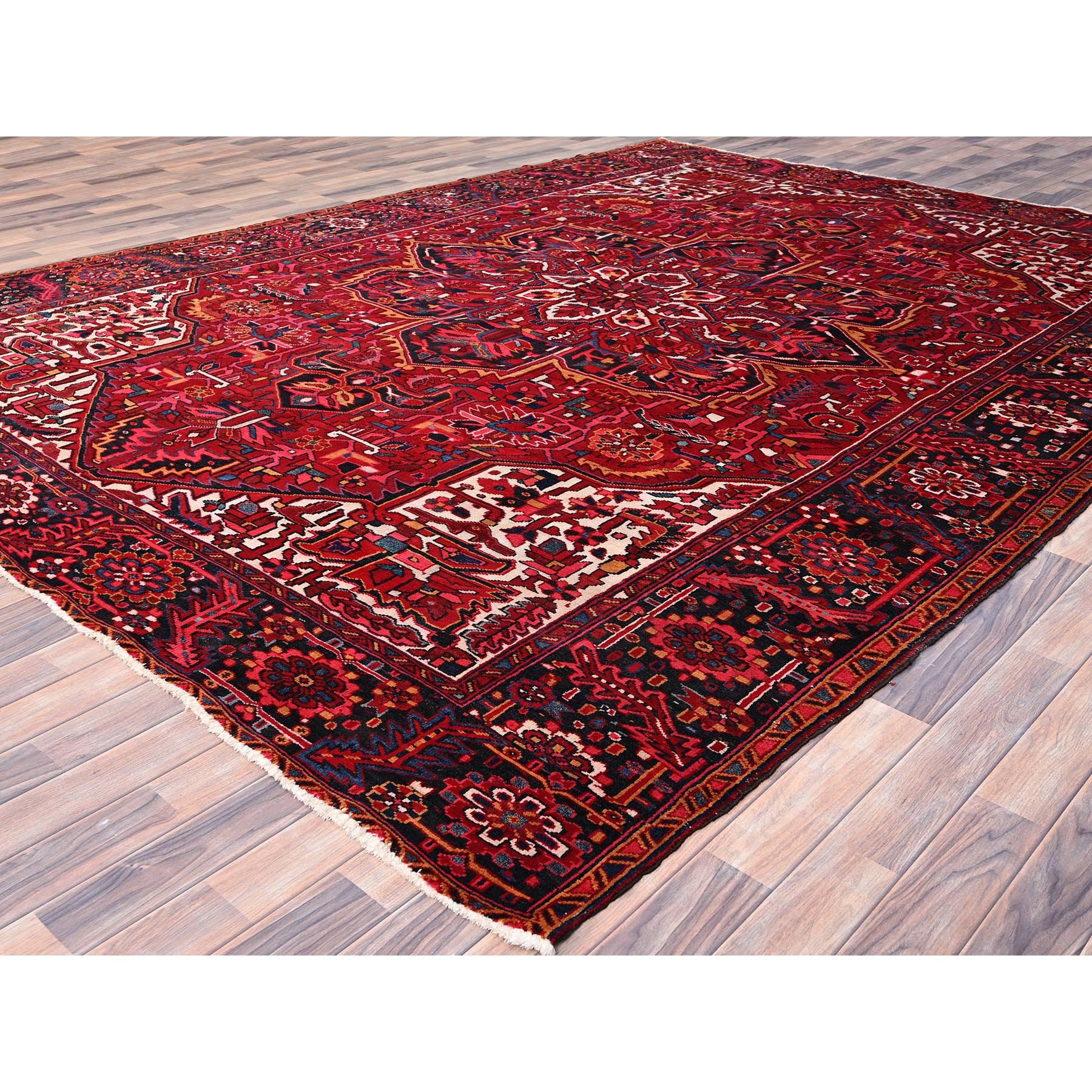 Dutch Tulip Red Semi Antique Hand Knotted Shiny Wool Oriental Rug 9'7 ...