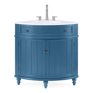24" Triadsville Cottage Style Teal Blue Bathroom Sink Vanity - Eclectic ...