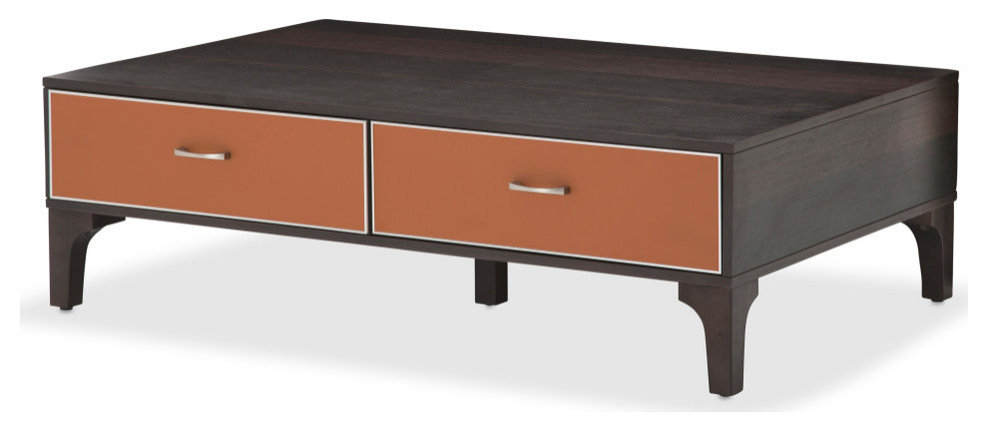 21 Cosmopolitan Rectangular Cocktail Table, Diablo Orange/Umber - Transitional - Coffee Tables ...
