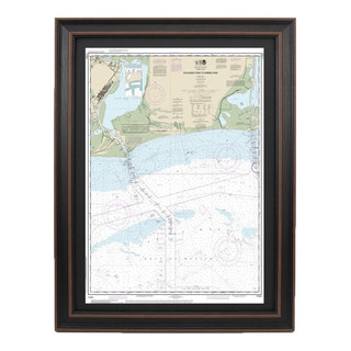 Nautical Chart, Calcasieu Pass to Sabine Pass, Framed - Beach Style ...