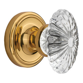 Nostalgic Classic Rose-Oval Fluted Crystal Knob-Unlacquered Brass ...