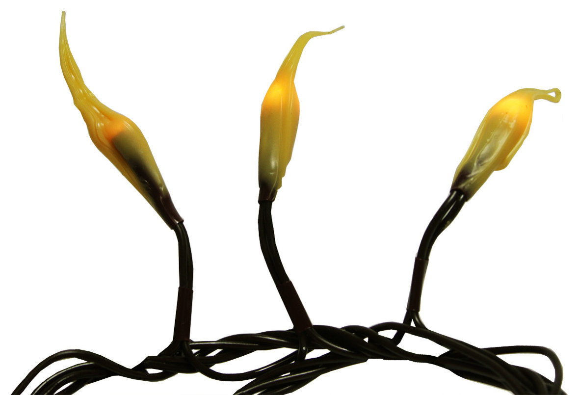 Fireside Amber Micro Silicone Flame Bulb Christmas Lights, Brown Wire ...