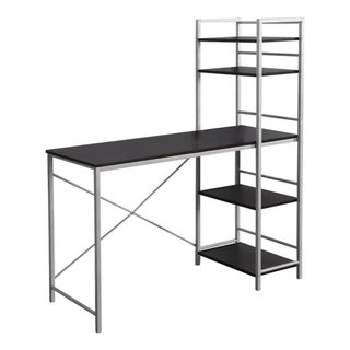 Computer Desk, Home Office, Laptop, Storage Shelves, 48L, Work, Brown ...