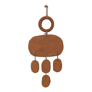 20" Handmade Terra-Cotta Wall Hanging With Jute Hanger, Natural - Beach ...