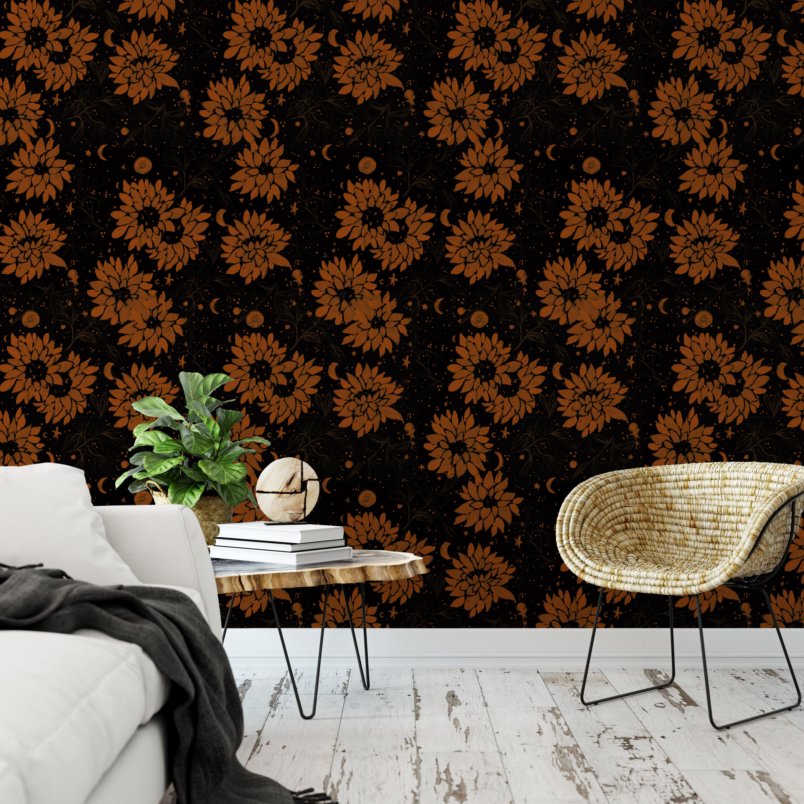 Celestial Sunflower Galaxy Wallpaper, Sample 12"x8" - Contemporary ...